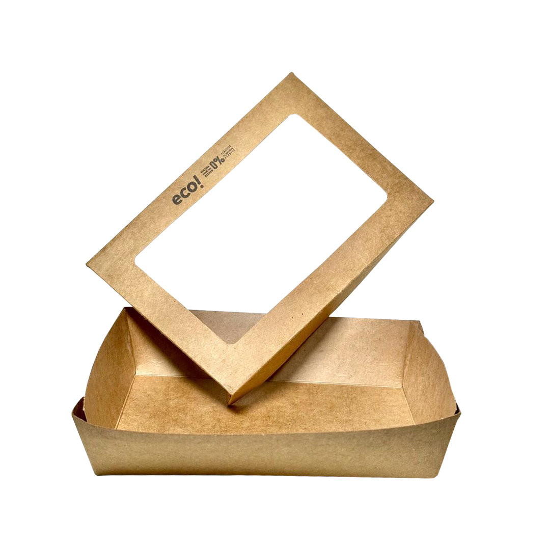 Kraft Tray 220x150x50 With Lid - 24H Deliveries